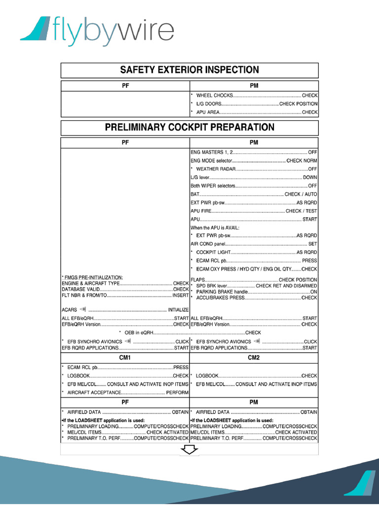 FBW A32NX Filght Crew Flow V1.0 | PDF