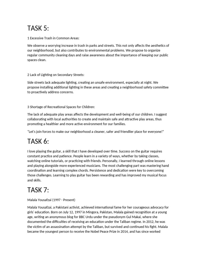 Task 5 | PDF | Malala Yousafzai
