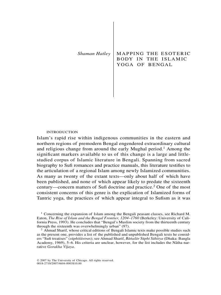 Mapping The Esoteric Body in The Islamic | PDF | Sufism | Tantra