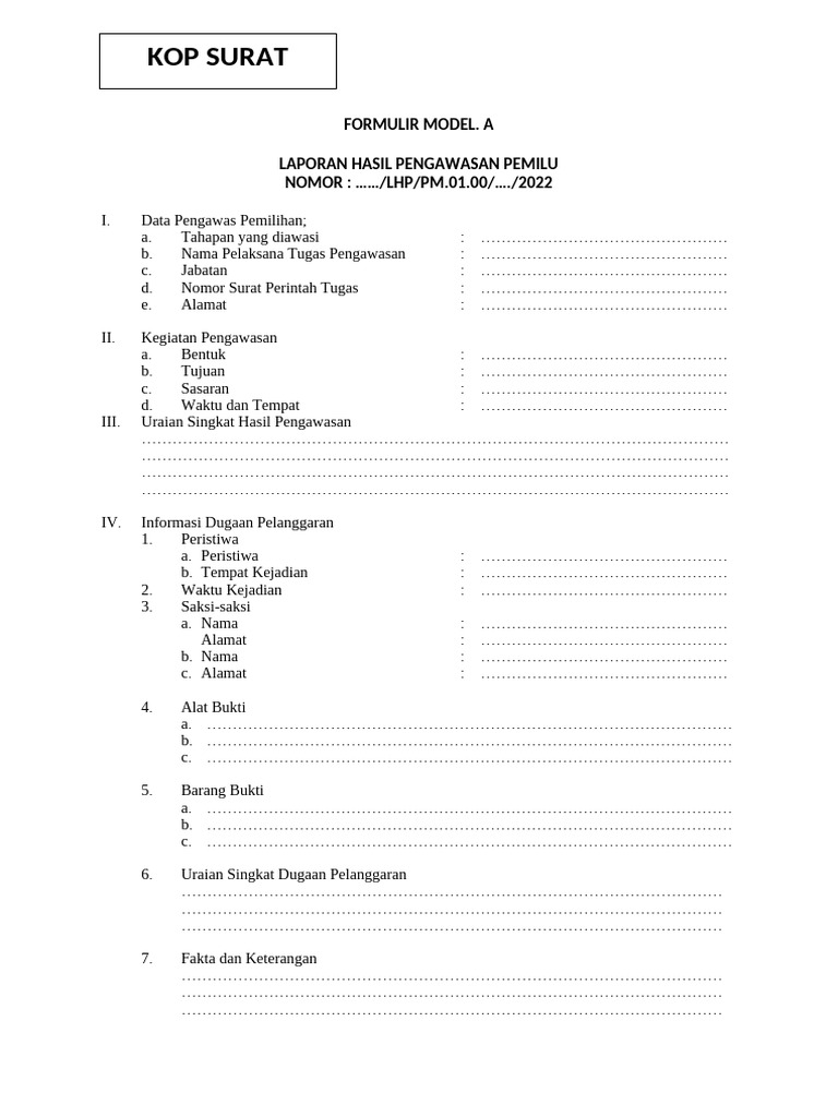 Formulir Model A | PDF