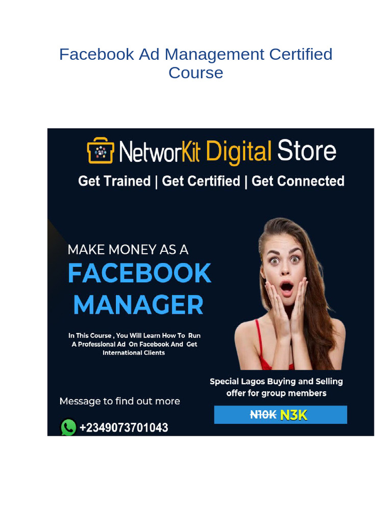 Facebook Ad Management Certified Course | PDF