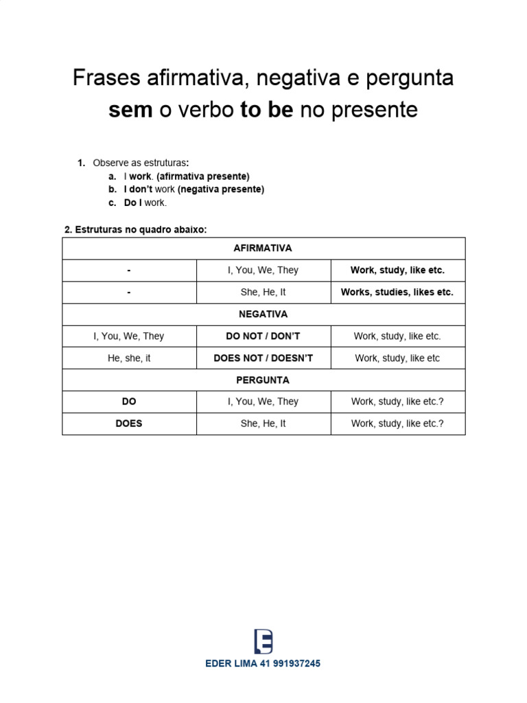 Present Simple Sentence Structures | PDF