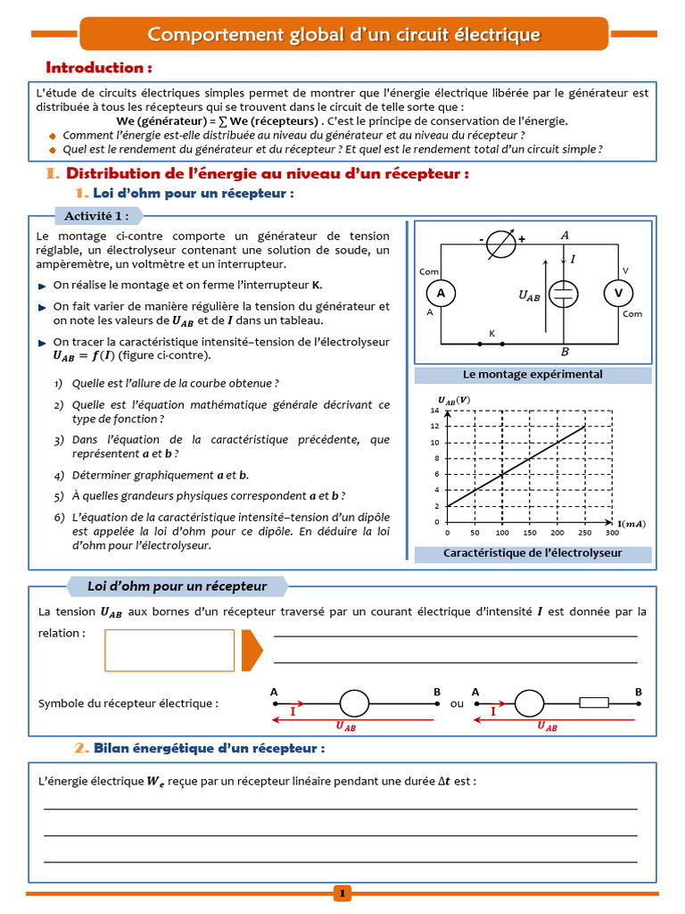 Rendement des circuits électriques | PDF | Résistance (électricité ...