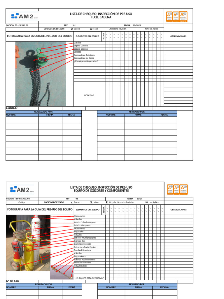 Check List Varios Am2 | PDF | Equipo | Bienes manufacturados