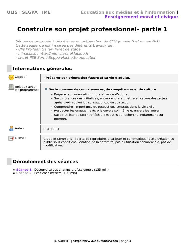 Construire son projet professionnel | PDF
