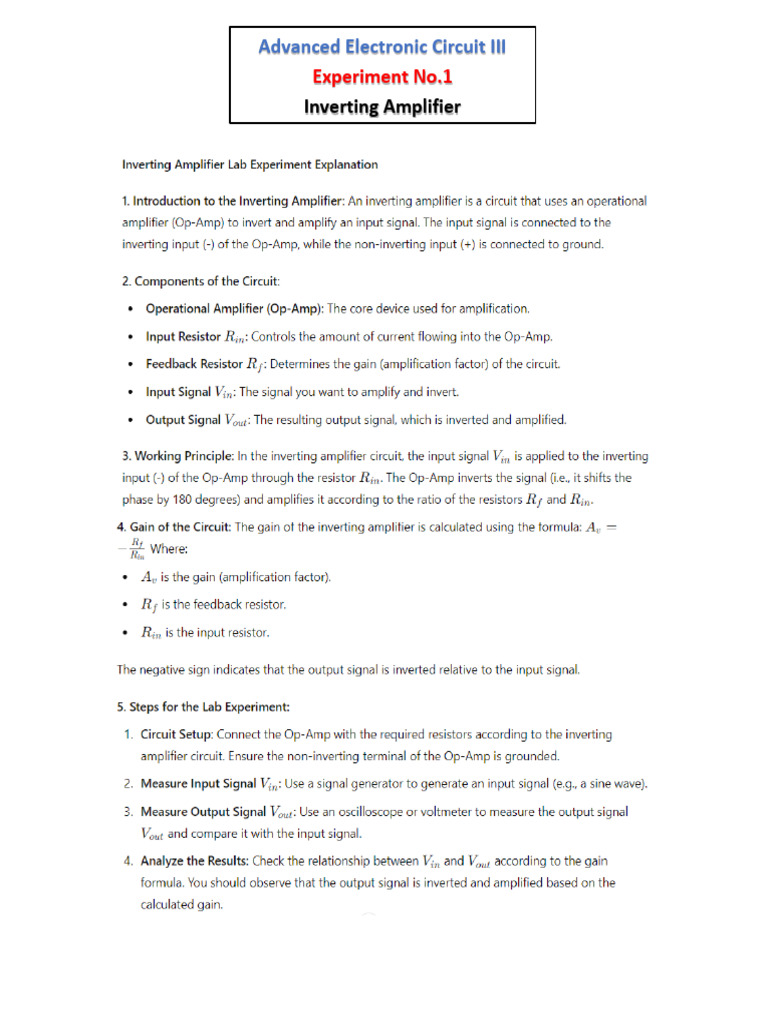 Lab1 Inverting Amp | PDF