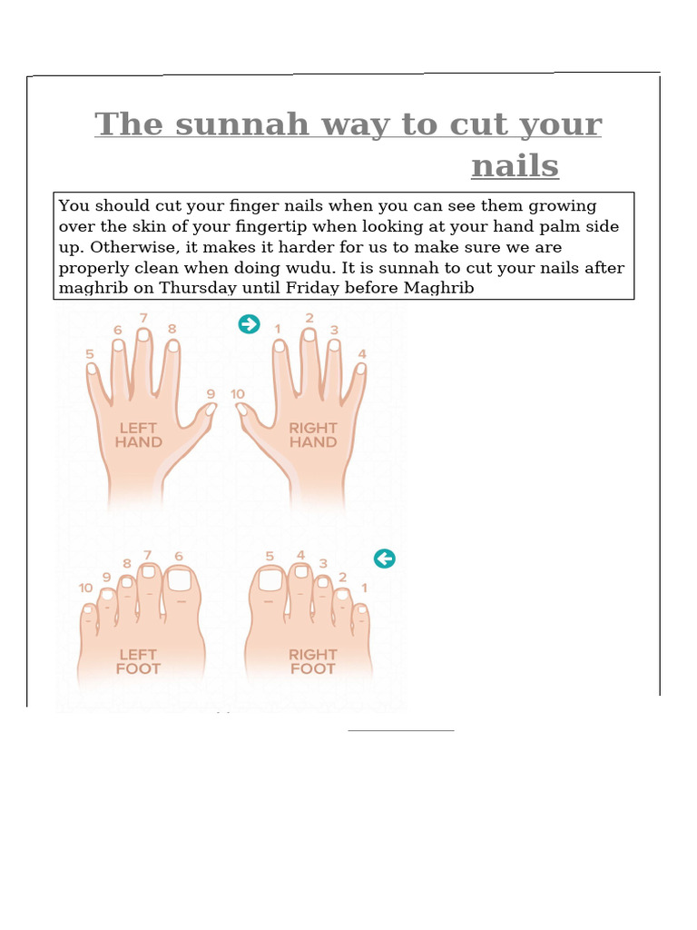 The Sunnah Way To Cut Your Nails Sheet | PDF