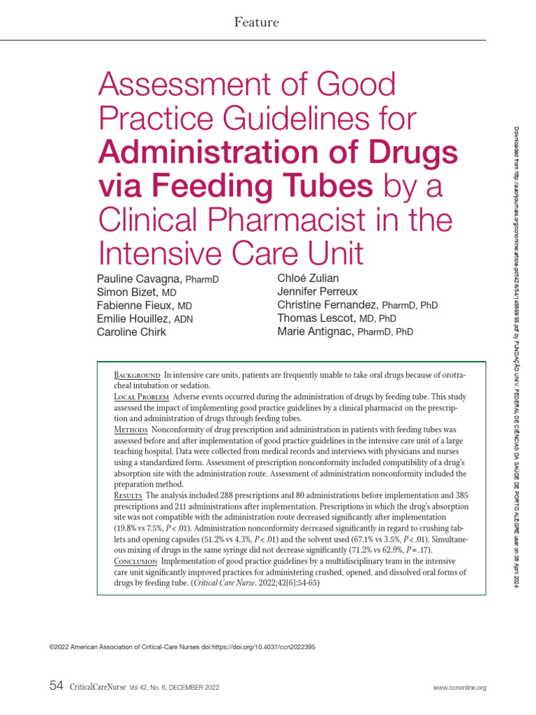 Assessment of Good Practice Guidelines For Administration of Drugs Via ...