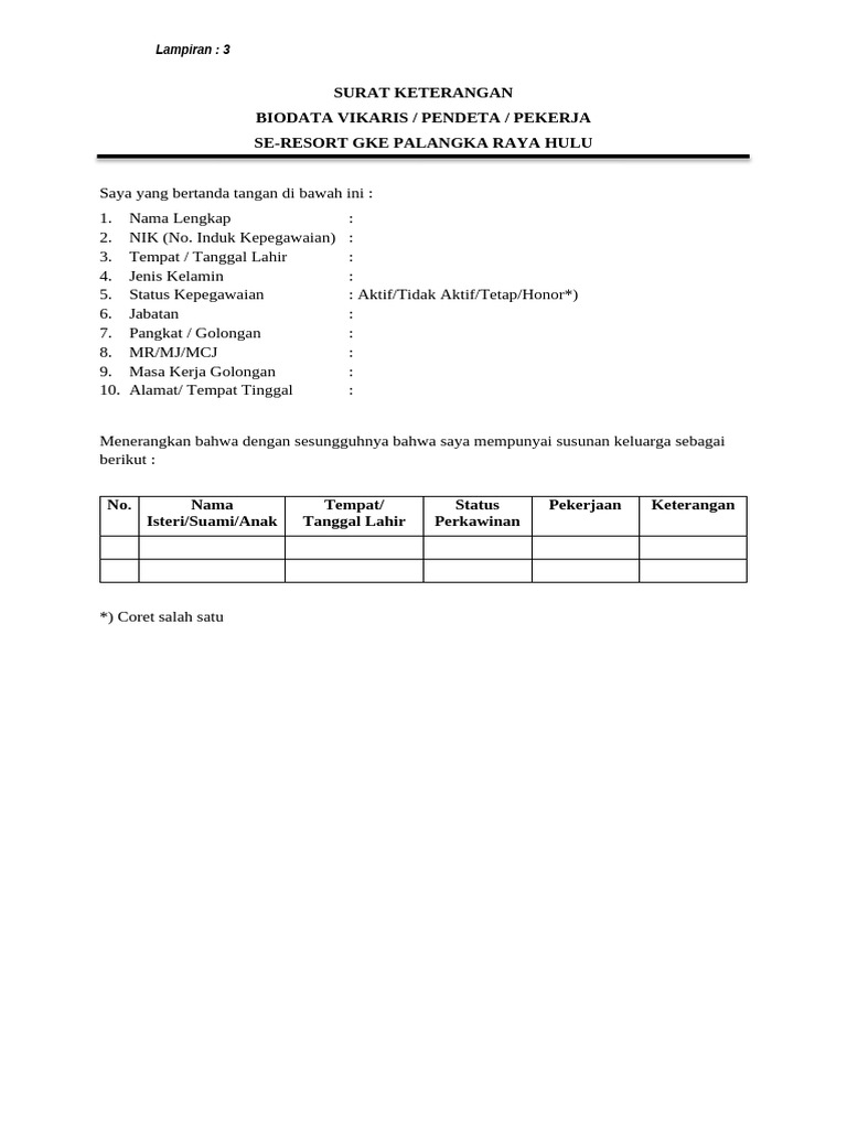 Formulir Data Pekerja | PDF | Pengembangan Diri