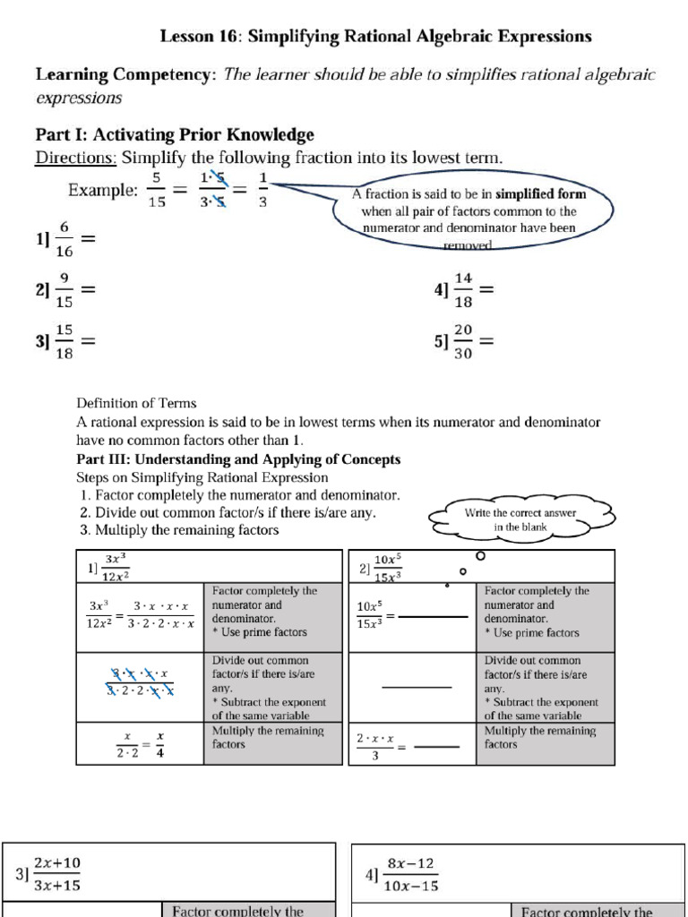 Simplifying and Multiplying RAE | PDF