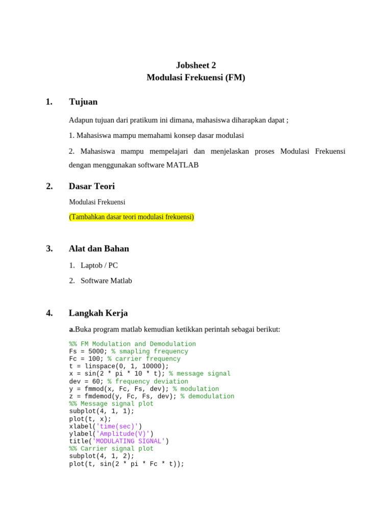 Jobsheet Modulasi FM 2024 | PDF | Komputer