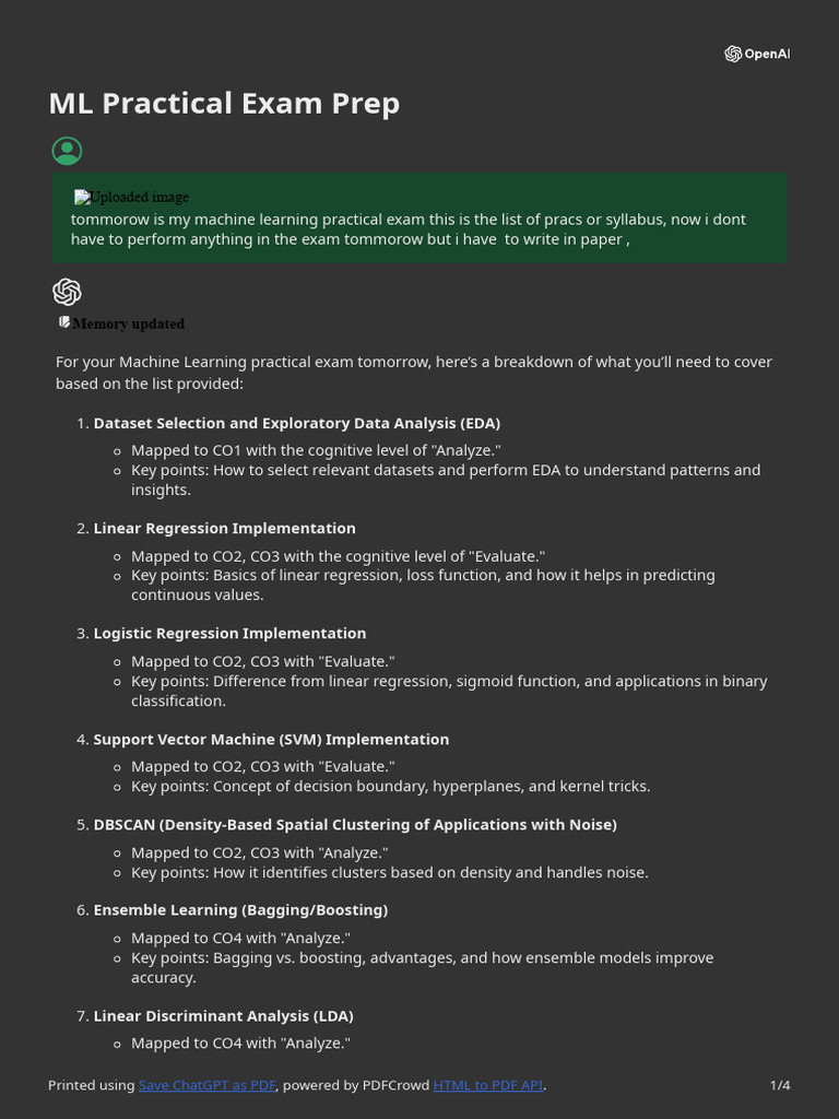 ML Practical Exam Prep | PDF | Principal Component Analysis | Support Vector Machine