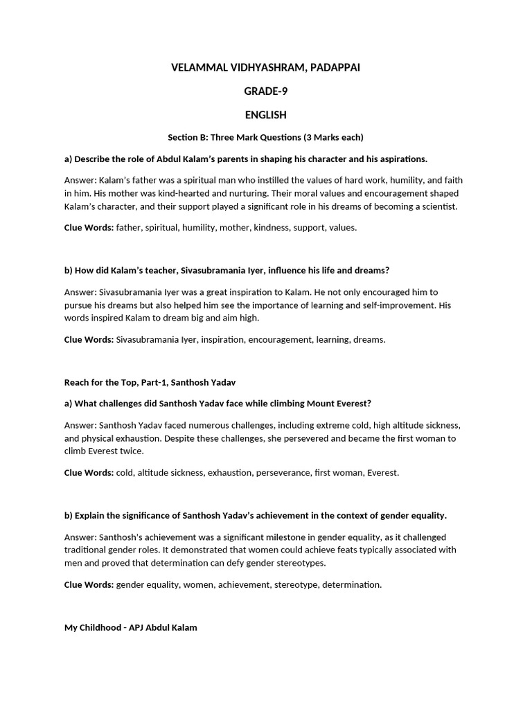 Sample QA With Clue Words | PDF | Mount Everest | Gender Role