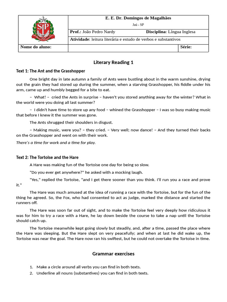 Literary Reading 1 | PDF | Grammar | Linguistic Morphology