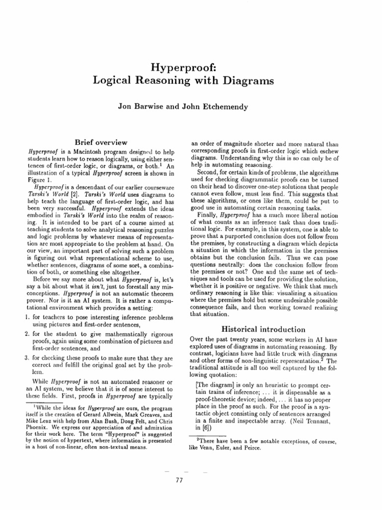 Hyperproof - Logical Reasoning With Diagrams | PDF | Logic | First Order Logic
