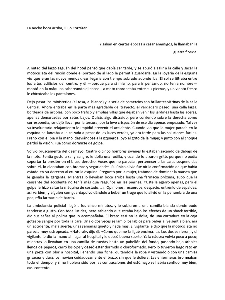 La Noche Boca Arriba, Julio Cortázar | PDF