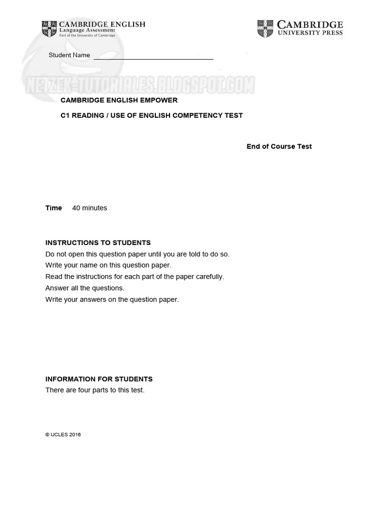 C1 Reading Test: Cambridge English Empower | PDF