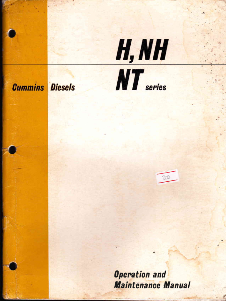 Cummins Diesels H NH NT Operation and Maintenance Manual Bulletin No 983620 EE | PDF | Cummins ...