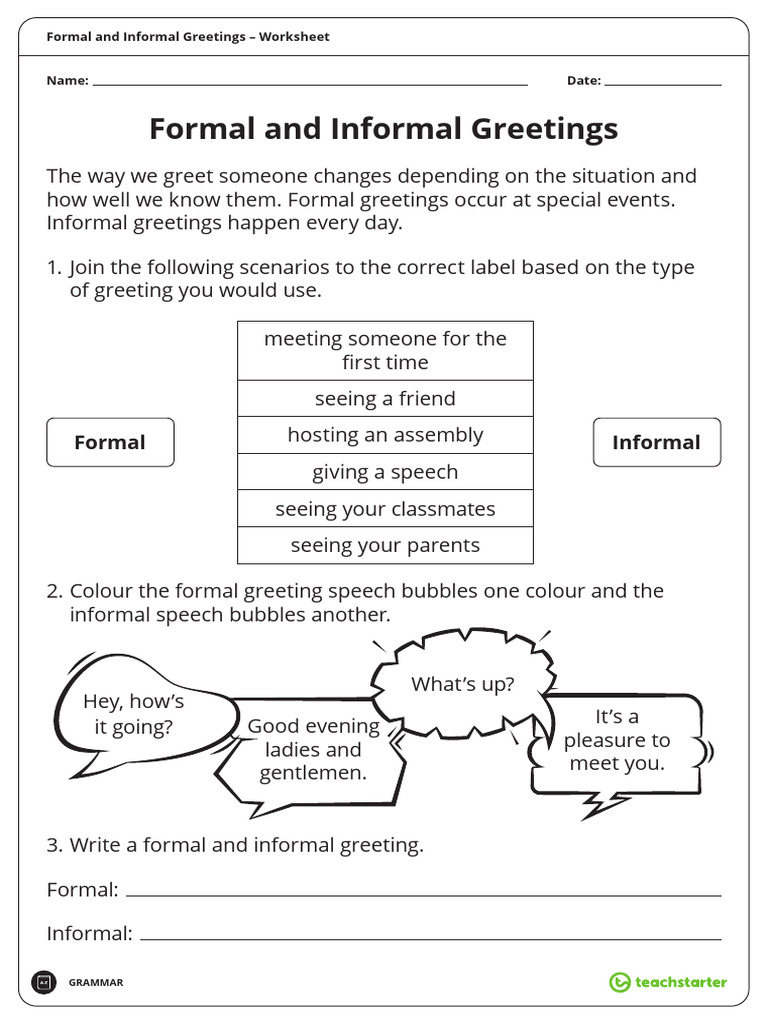 Formal and Informal Greetings | PDF | Linguistics | Human Communication