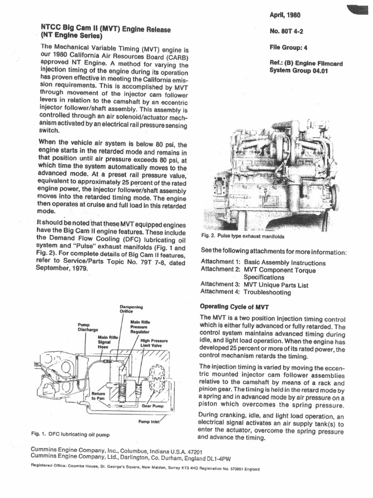 Cummins NTCC Big Cam 3 MVT Release PDF | PDF
