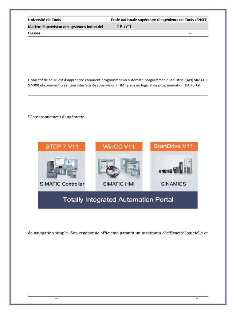TP1 Introduction Au Portail TIA | PDF | Automate programmable ...