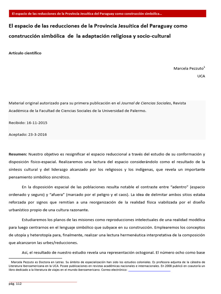 Espacio y simbolismo en reducciones jesuíticas | PDF | Paraguay | utopía