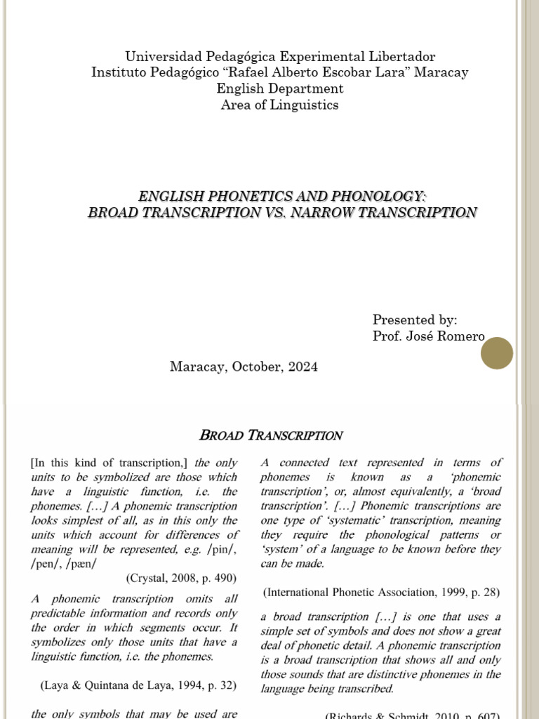 English Phonetics: Broad vs. Narrow Transcription | PDF