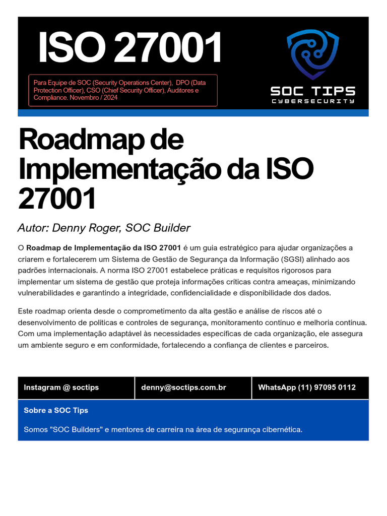 Roadmap de Implementa o Da ISO 27001 1730725916 | PDF | Segurança de ...