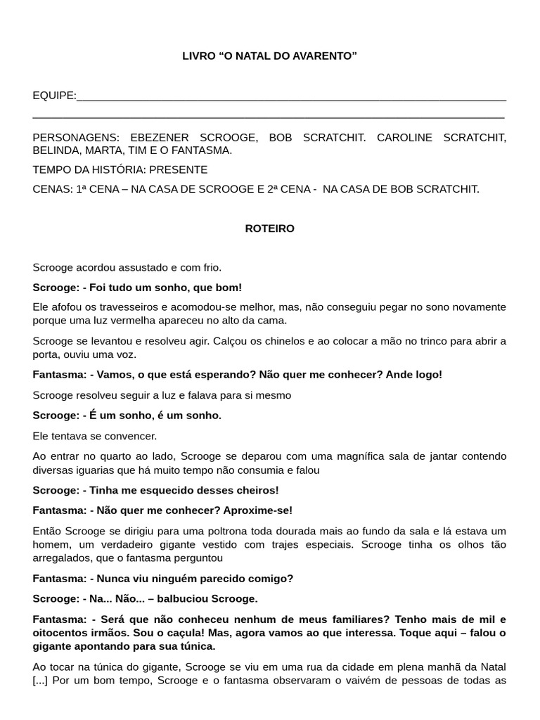 O Natal do Avarento: Roteiro e Personagens | PDF | Natal | Perfume