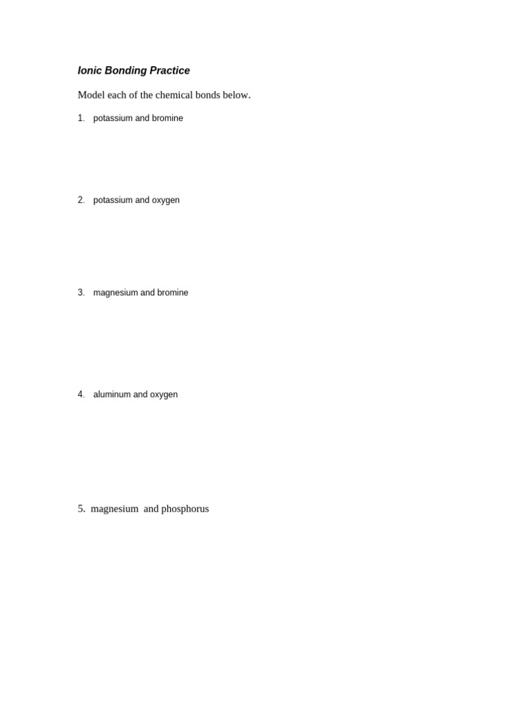 Ionic Bonding Practice | PDF