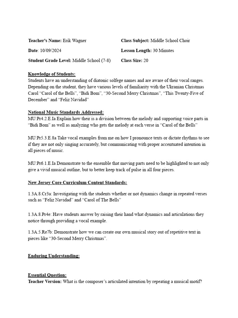 Straub Ob 2 Lesson Plan | PDF | Tone (Linguistics) | Rhythm