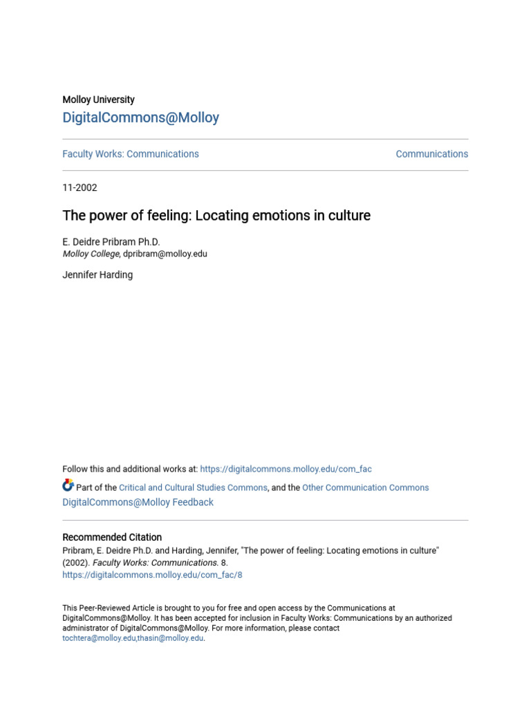 The Power of Feeling - Locating Emotions in Culture | PDF | Emotions ...
