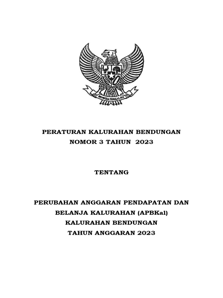 Perubahan APBKal Kalurahan Bendungan 2023 | PDF