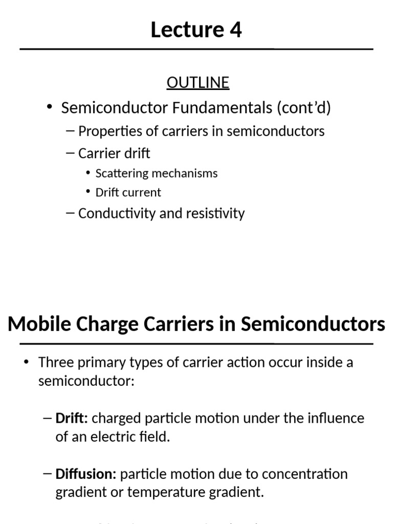 Lecture 4 | PDF | Electrical Resistivity And Conductivity | Doping (Semiconductor)
