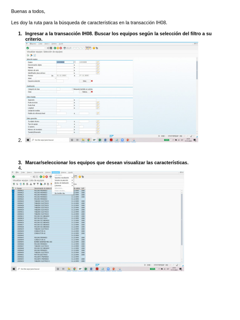Ruta para La Búsqueda de Características en La Transacción IH08. | PDF ...
