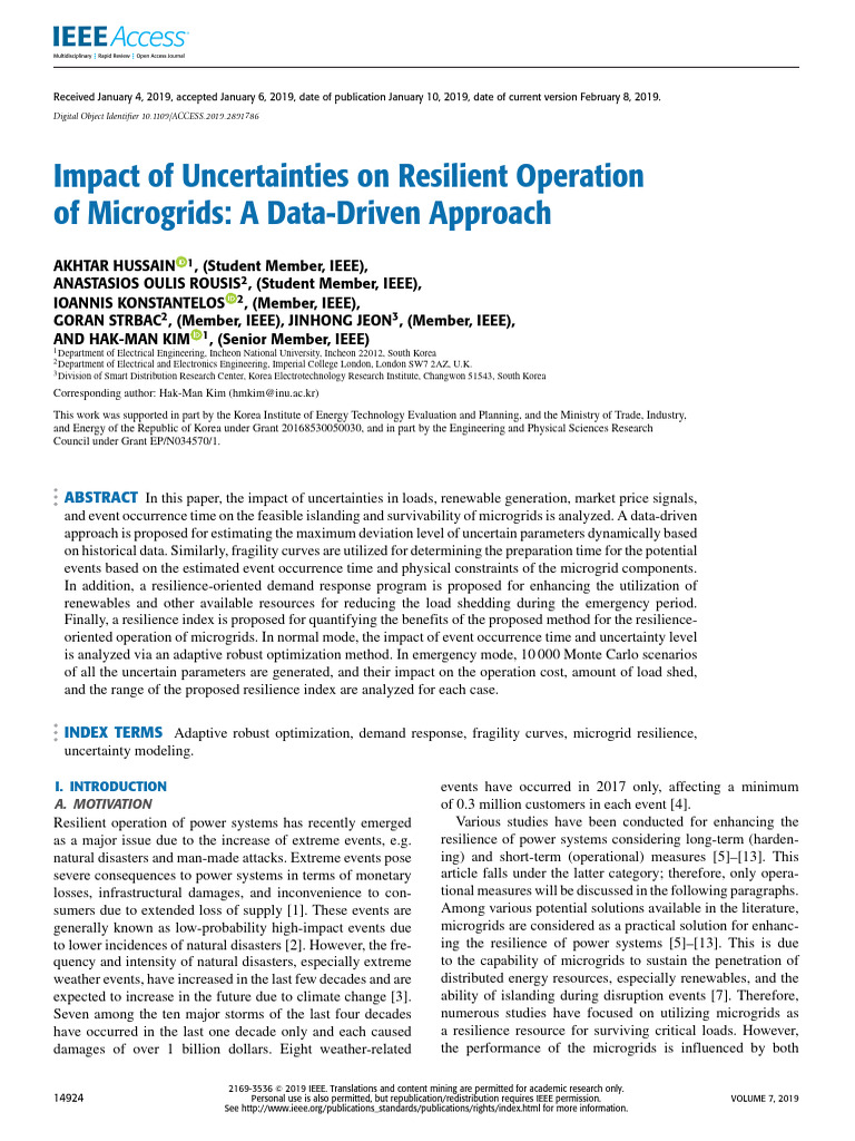 1 N Impact - of - Uncertainties - On - Resilient - Operation - of - Microgrids - A - Data-Driven ...