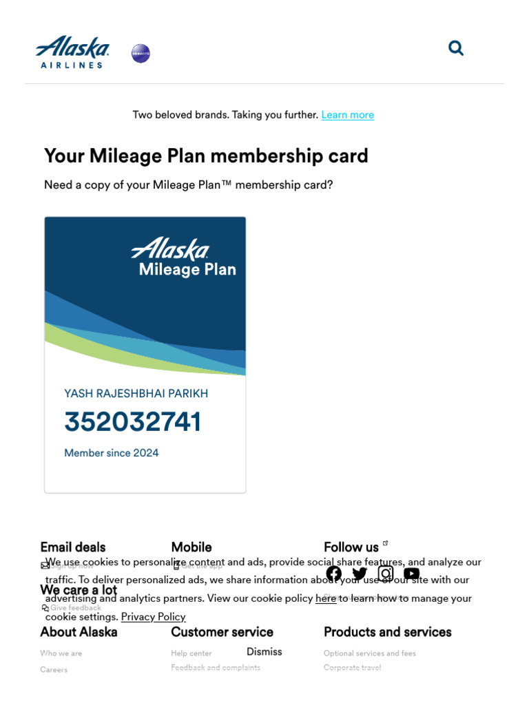 Mileage Plan Membership Card - Alaska Airlines | PDF | Http Cookie