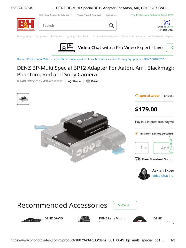 DENZ BP-Multi Special BP12 Adapter For Aaton, Arri, C0100207 B&H | PDF | Camera | Photography ...