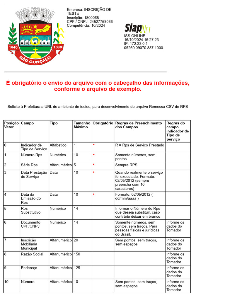 Layout de NFS-e | PDF