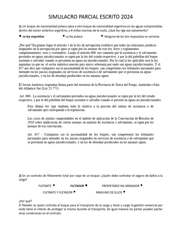 Simulacro Parcial Escrito, 2024 | PDF | Seguro | Daños y perjuicios