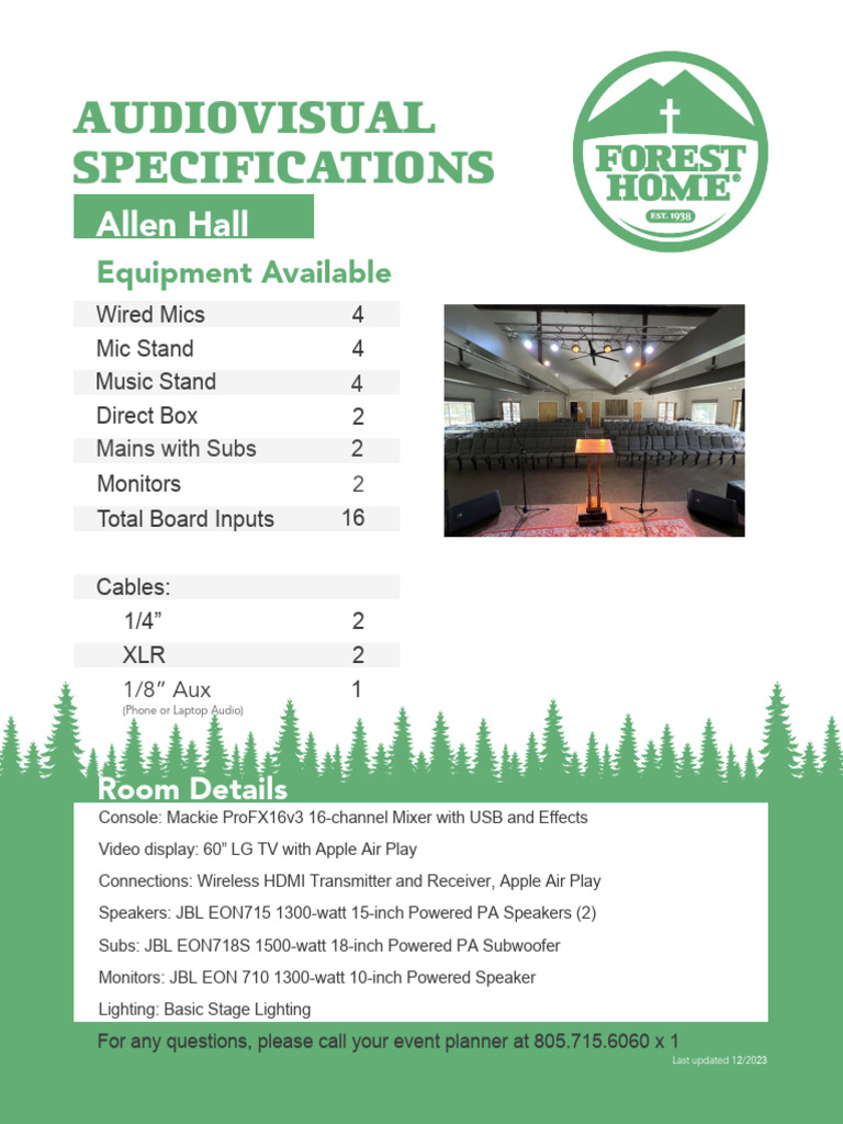 Forest Home Allen Hall Spec. Sheet | PDF