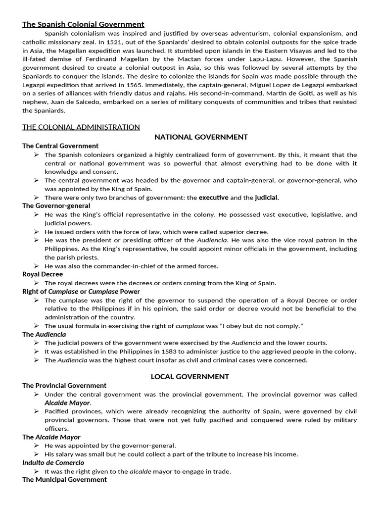 The Spanish Colonial Government | PDF | Spanish Empire | Philippines