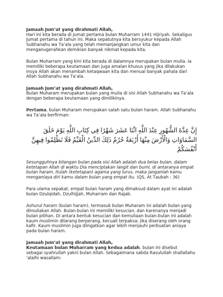 Khutbah Jumat Bulan Muharram | PDF | Agama & Spiritualitas