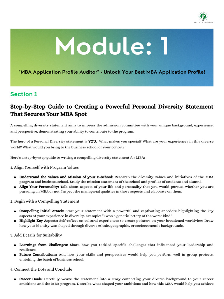Module 1 - Step-by-Step Guide To Creating A Powerful Personal Diversity ...