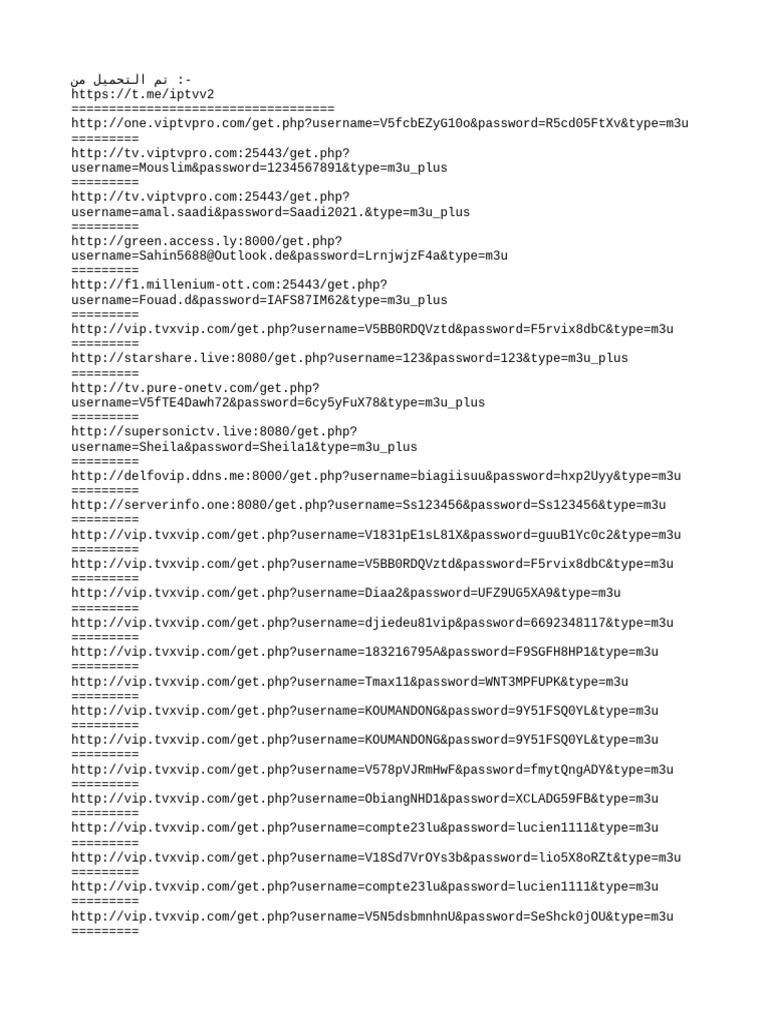IPTV M3U Links and Access Codes | PDF | Computers