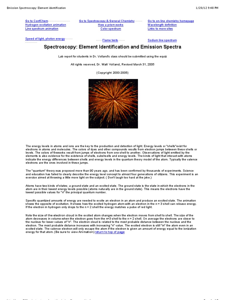 Emission Spectroscopy: Element Identification | PDF | Emission Spectrum ...