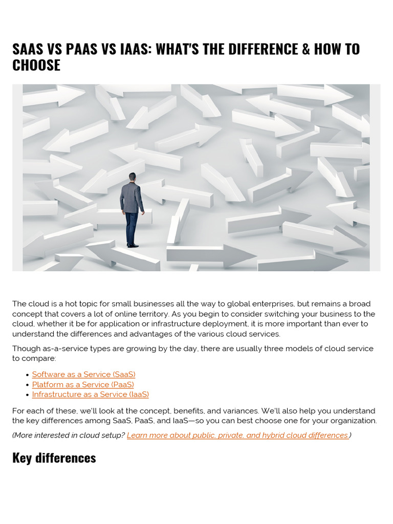 SaaS vs PaaS vs IaaS: Key Differences | PDF | Cloud Computing ...