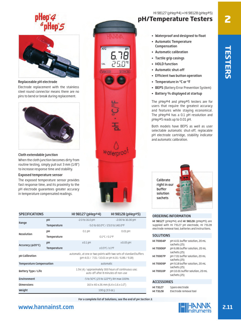 HI 98127 | PDF | Ph | Buffer Solution