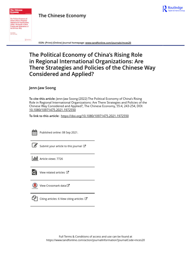 The Political Economy of China S Rising Role in Regional International ...