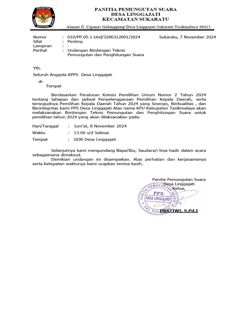 Undangan Bimtek KPPS | PDF